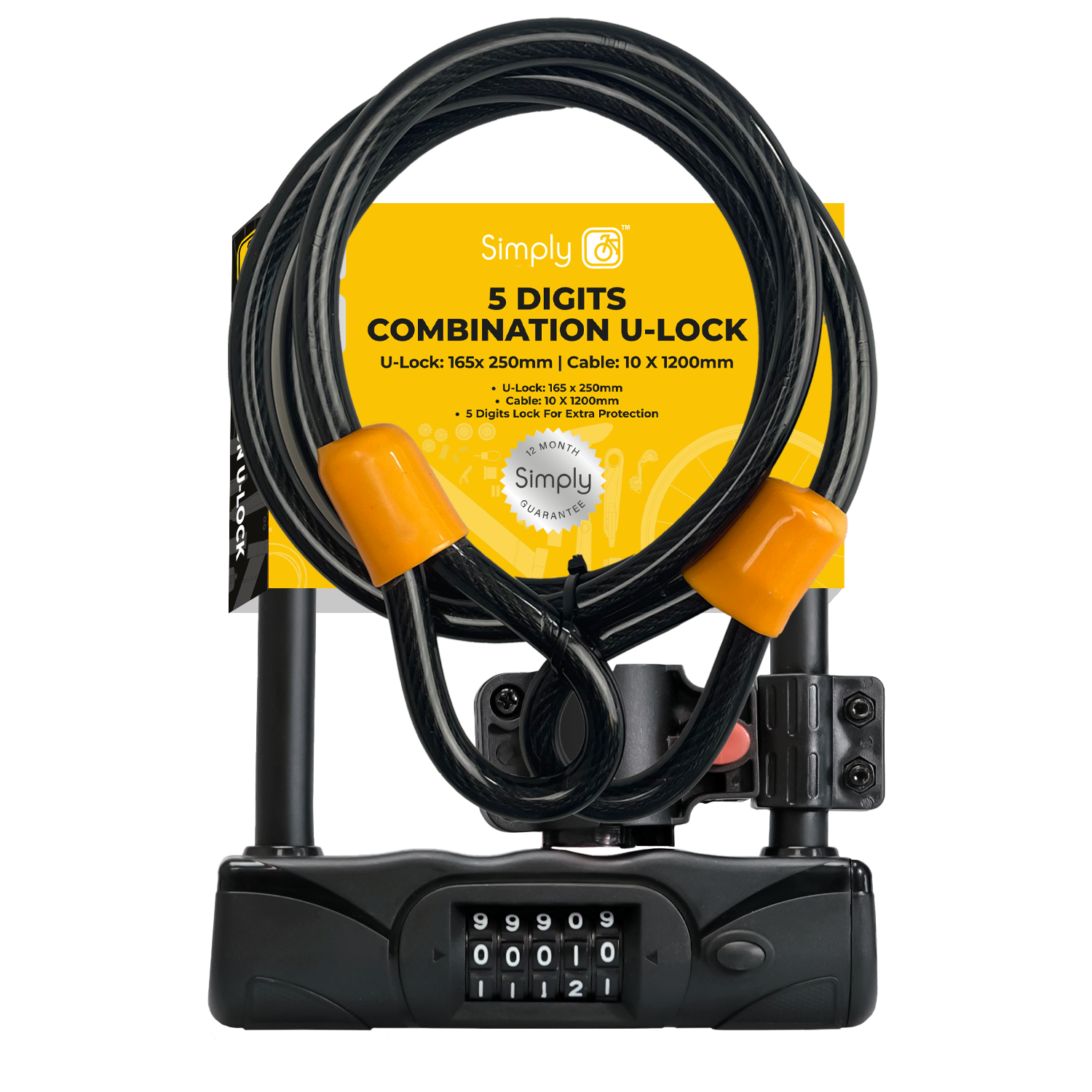 5 Digits Combination U-Lock With Cable | Simply Brands | Private Label