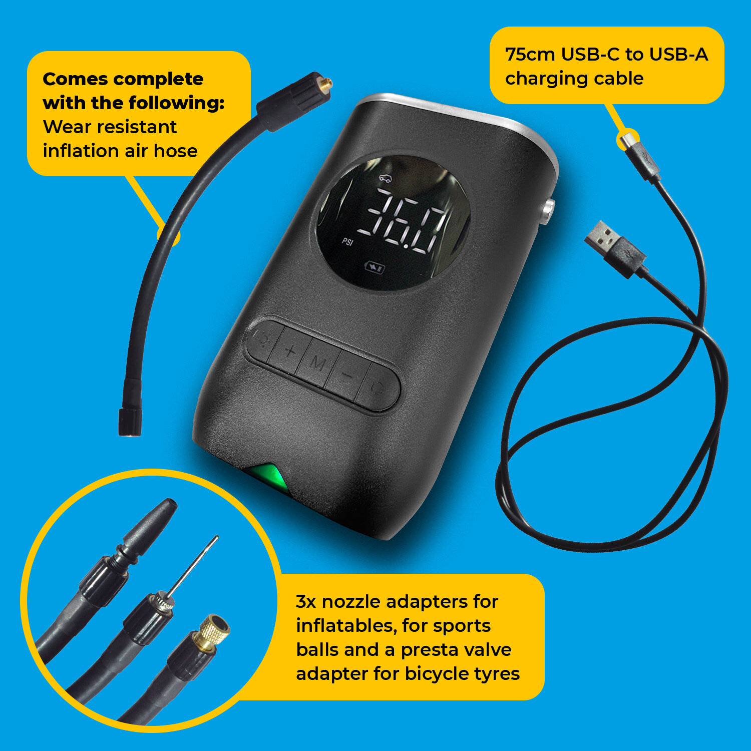 Mini Rechargeable Air Compressor 150PSI | Simply Brands | Private Label