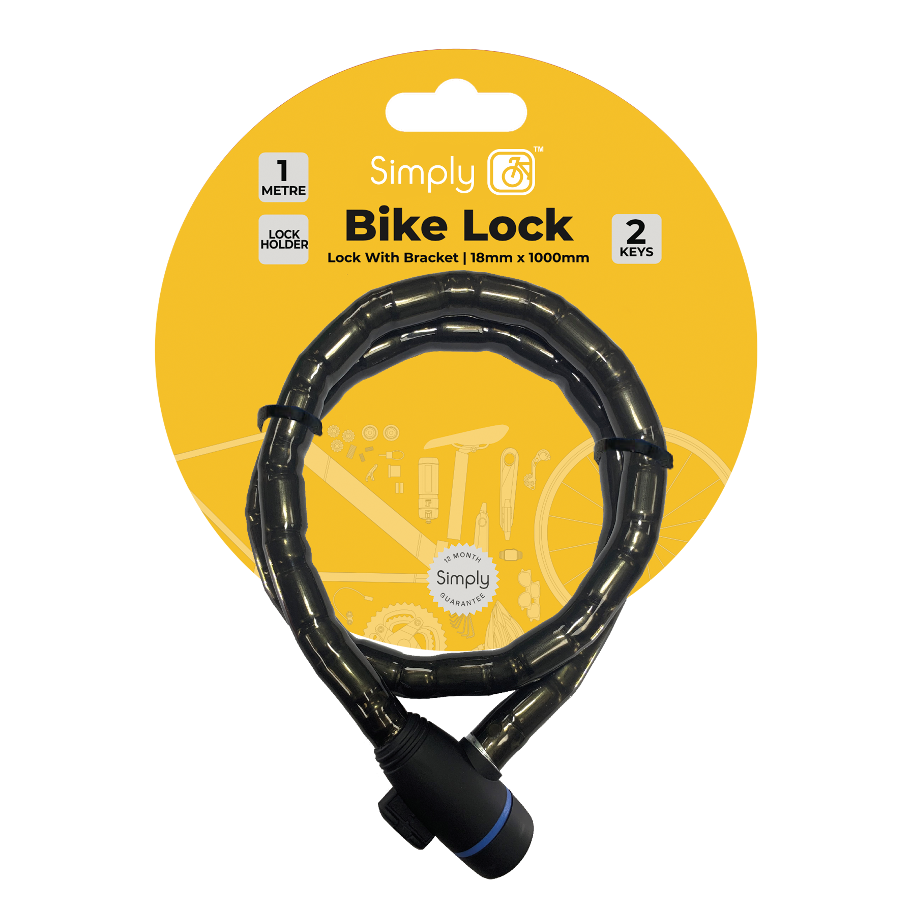 1M Bike Lock With Bracket | Simply Brands | Private Label