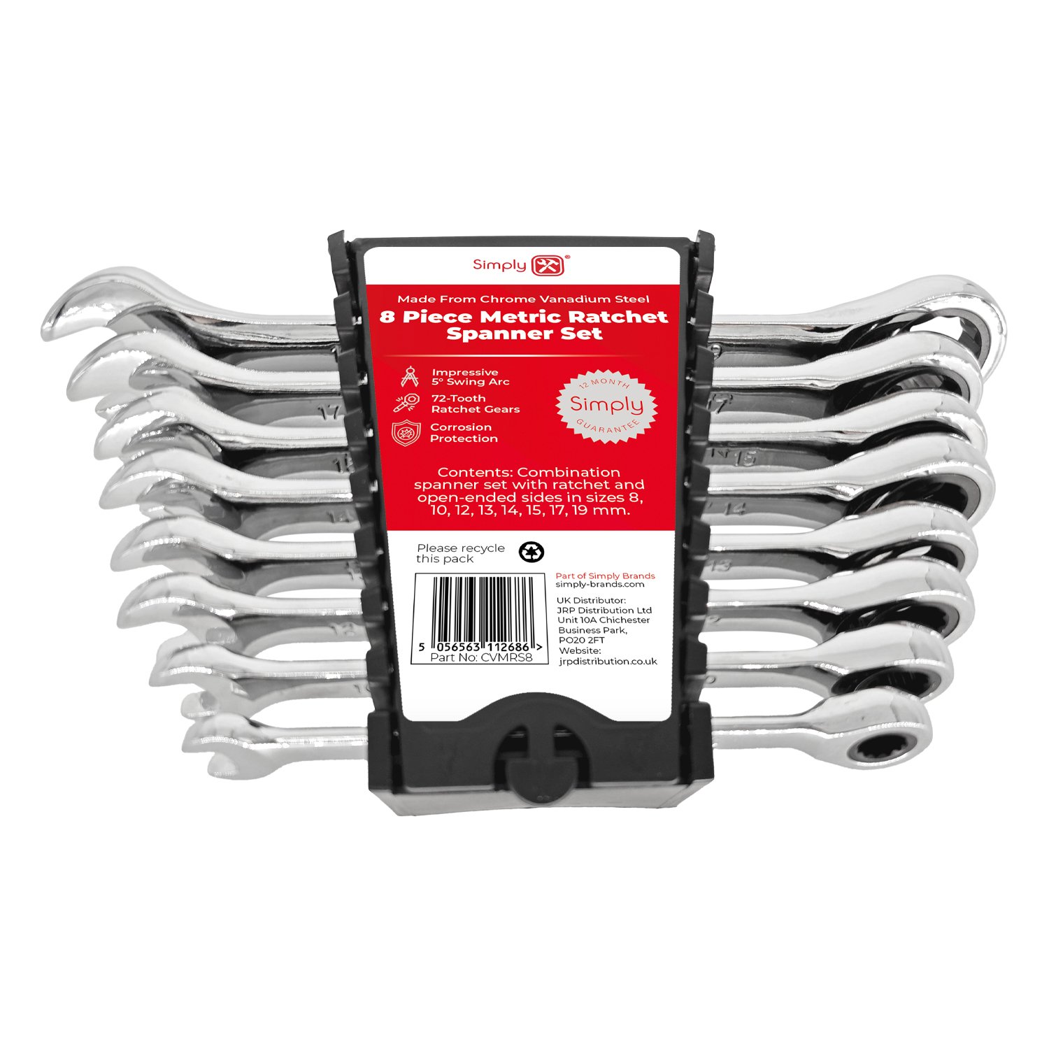 8 Piece Metric Ratchet Spanner Set | Simply Brands | Private Label