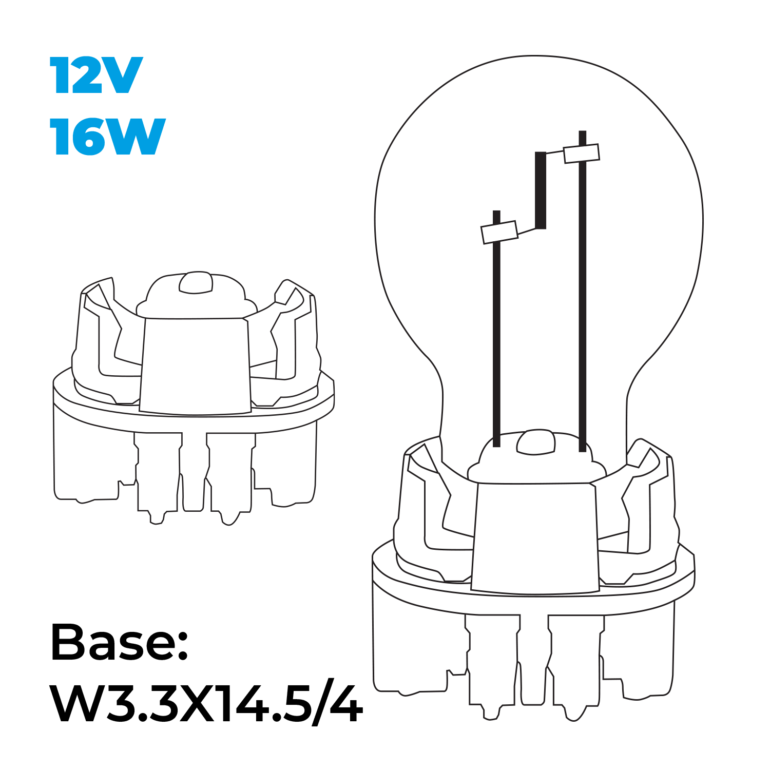 Single PW16W Bulb 12V 16W W3.3x14.5/4 | Simply Brands | Private Label