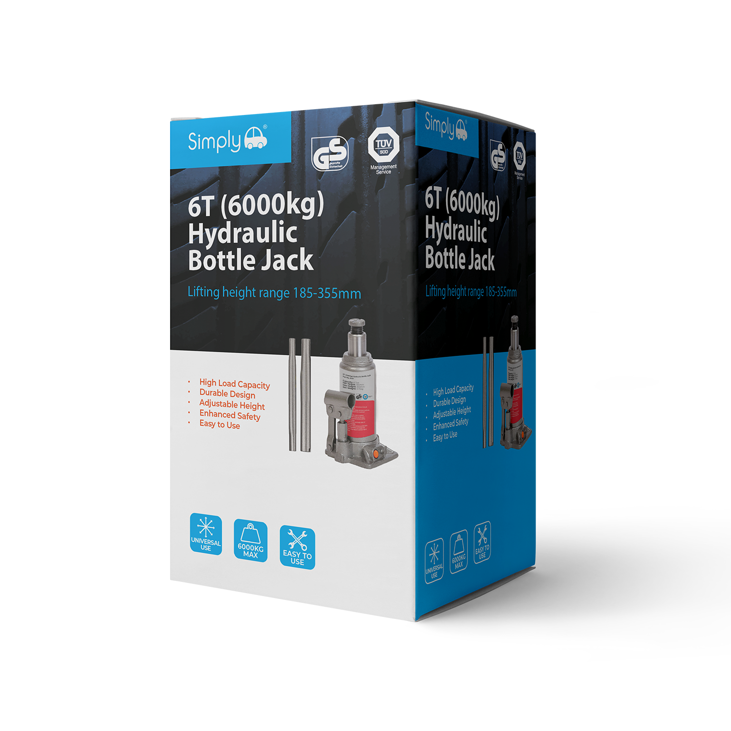 6T (6000kg) Hydraulic Bottle Jack | Simply Brands | Private Label