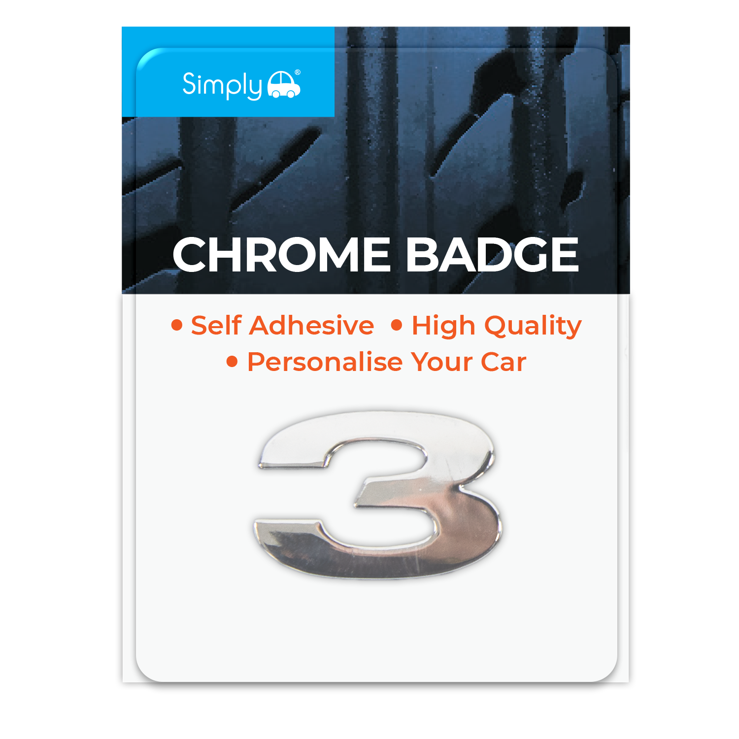 3D Chrome Effect Self Adhesive Badges (Various Numbers) | Simply Brands ...