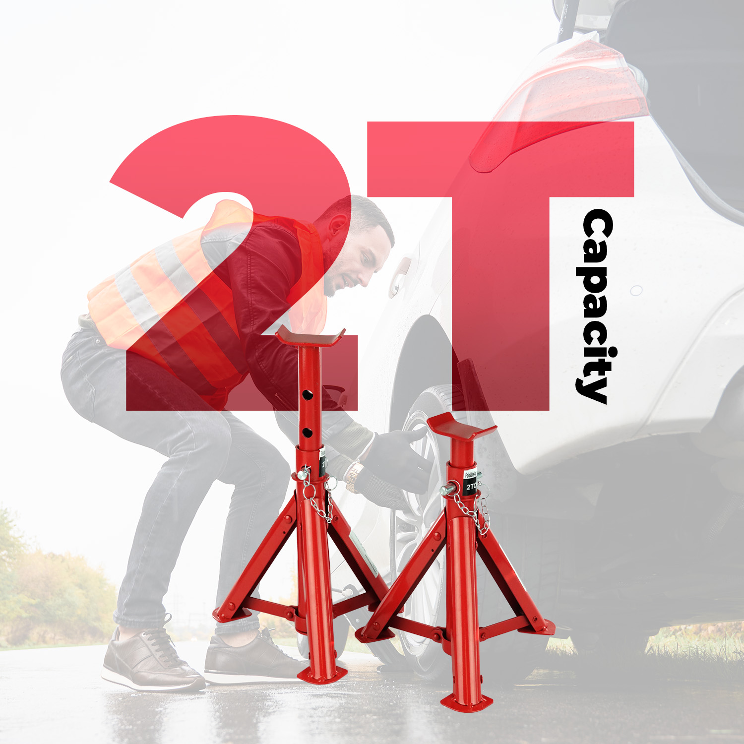 Pair 2T (2000kg) Foldable Axle Stands | Simply Brands | Private Label