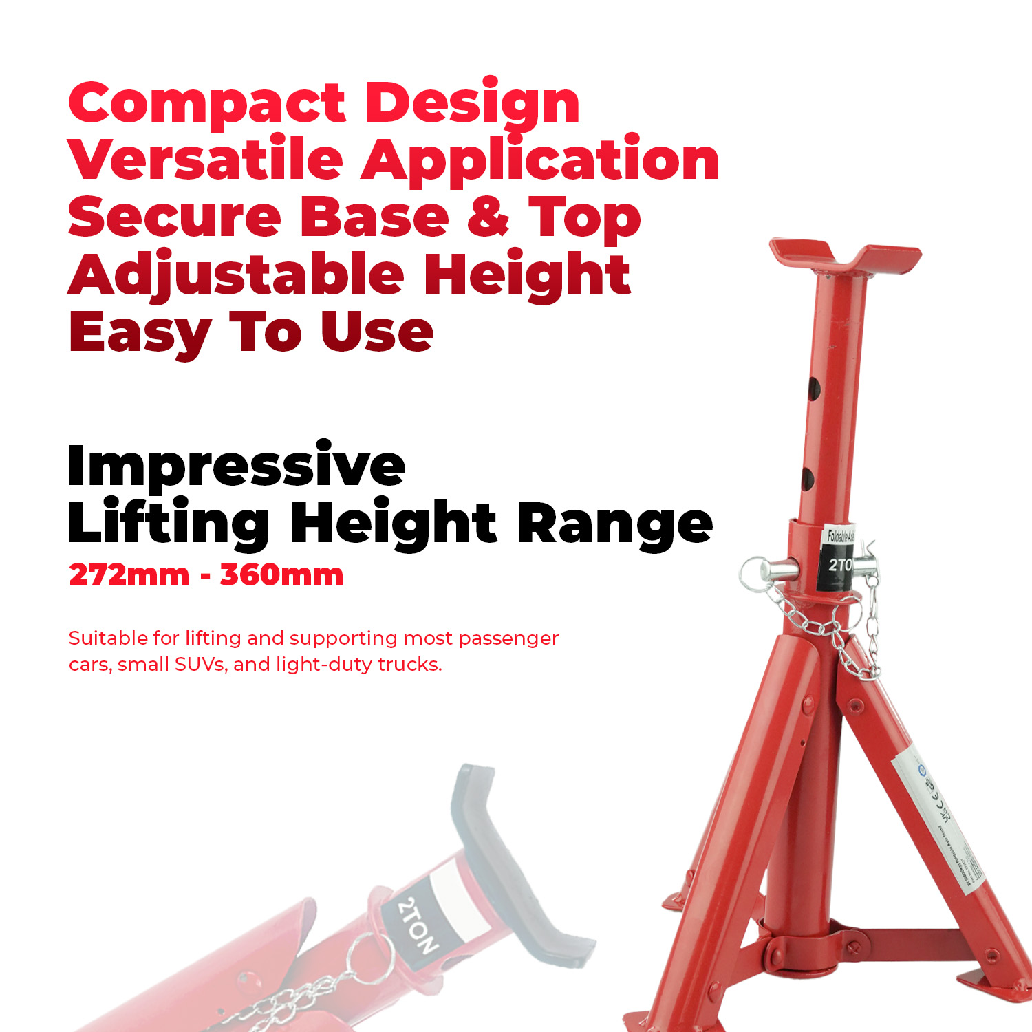 Pair 2T (2000kg) Foldable Axle Stands | Simply Brands | Private Label
