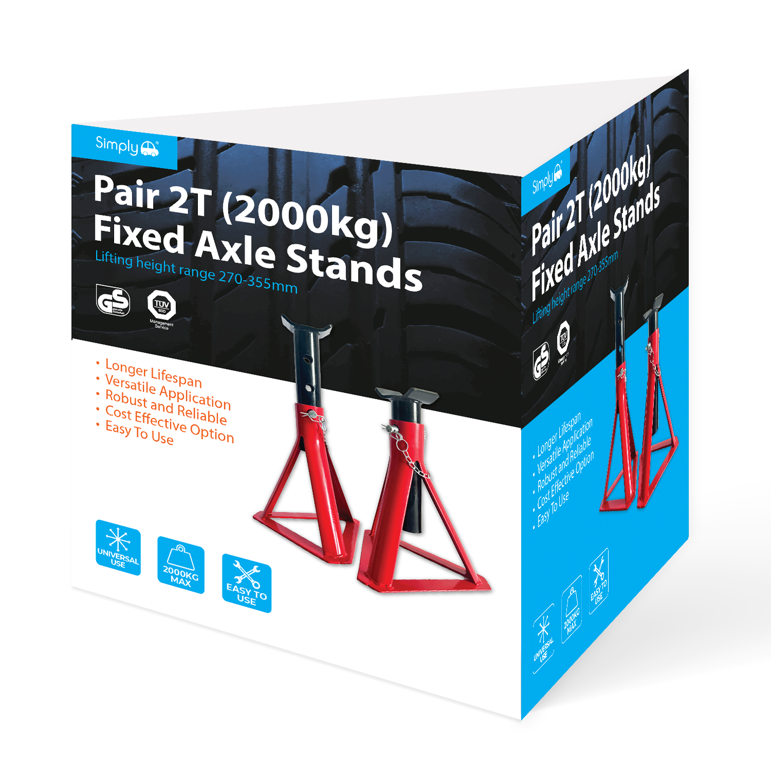 Pair 2T (2000kg) Fixed Axle Stands | Simply Brands | Private Label