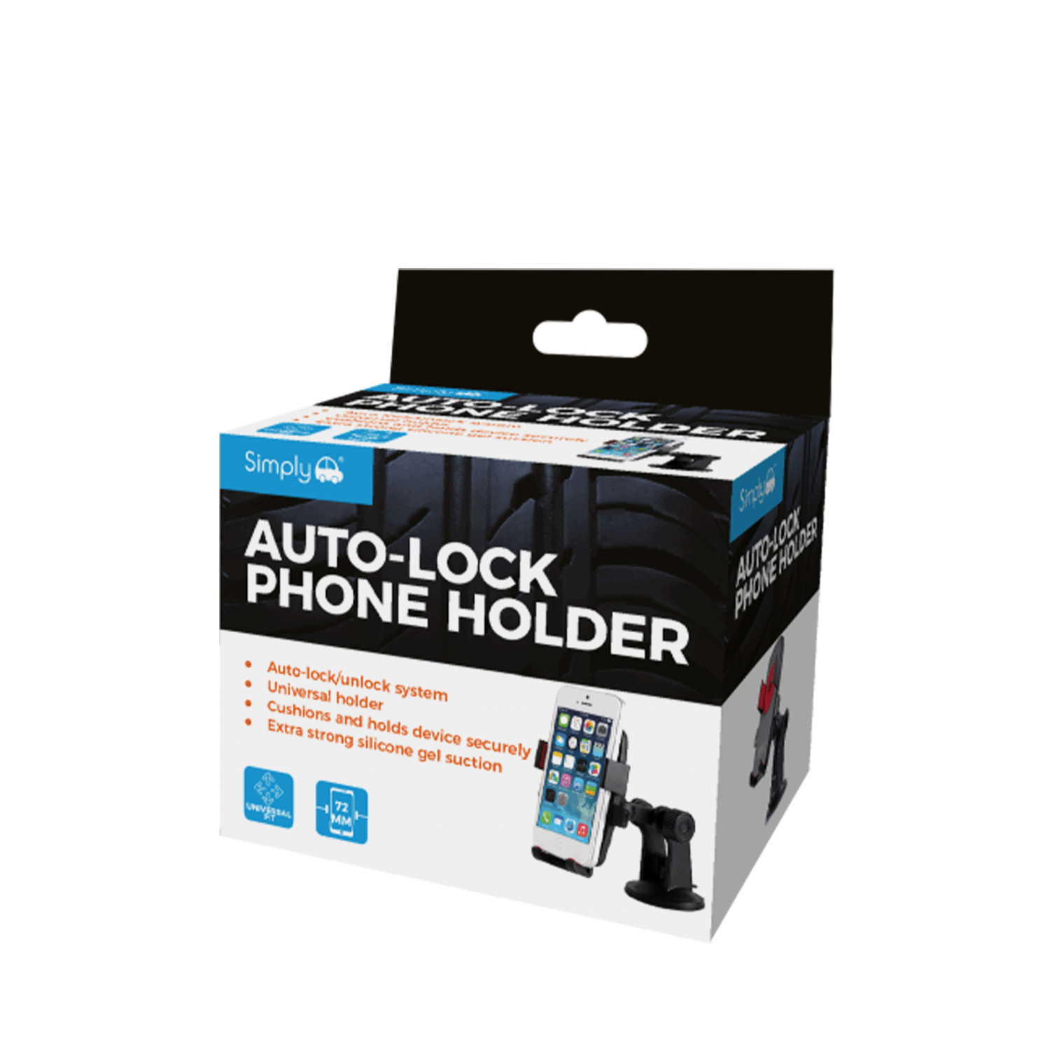 Auto-Lock Phone Holder (up to 72mm) | Simply Brands | Private Label