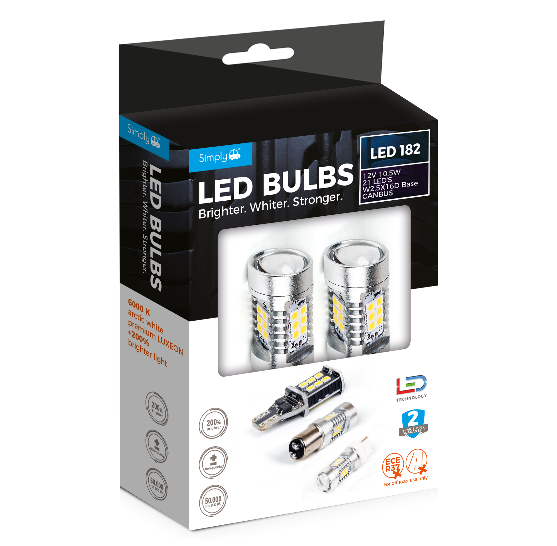 LED 182 21xLEDs S18221WLED Auxiliary LED Bulbs 12V/10.5W W2.5x16D ...