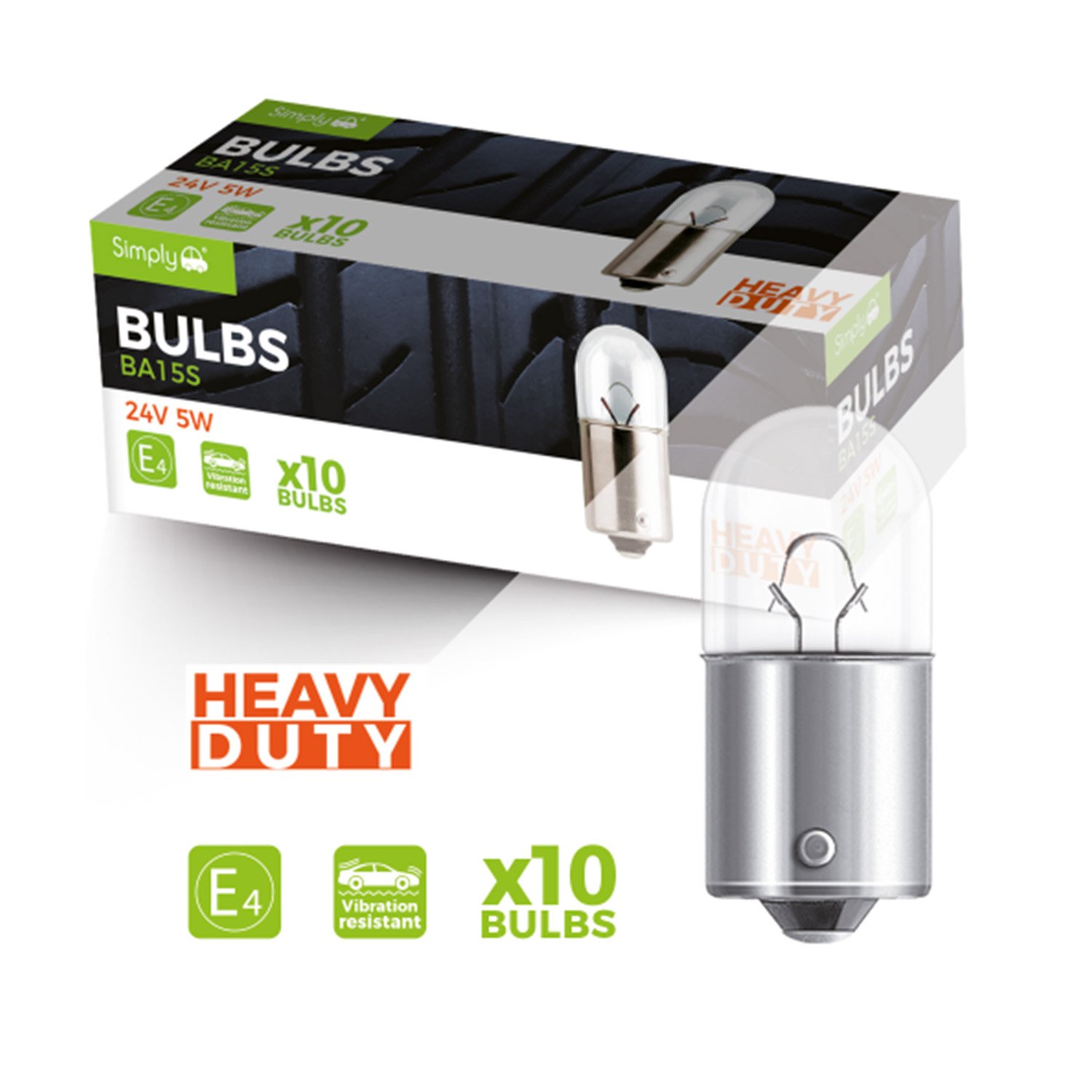 10pk 24V/5W S248 Heavy Duty Auxiliary Bulbs 24V 5W BA15S | Simply ...