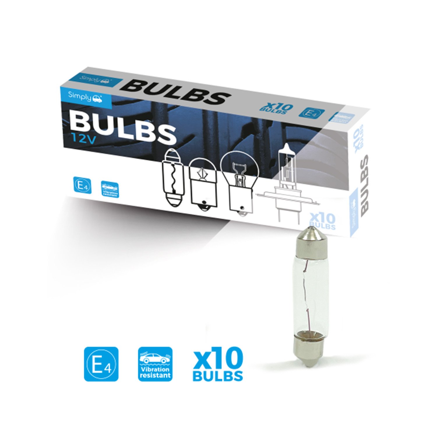 10pk 3W Festoon S256 Auxiliary Bulbs 12V 3W S7D 8x38mm | Simply Brands ...