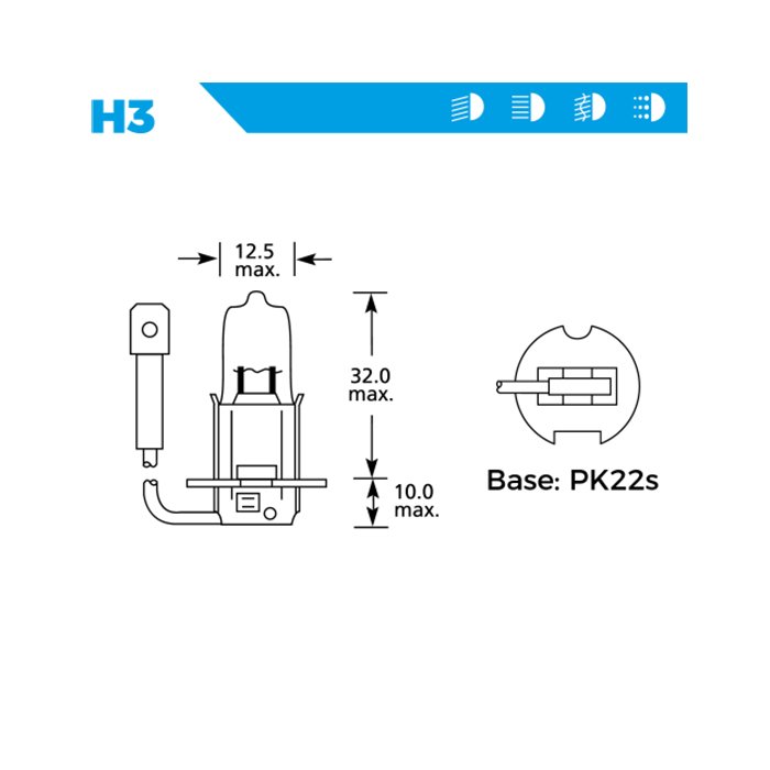 H3 Headlight Bulb H3 55W 12V Halogen Bulbs - 10 Pack For Fog Lights ...