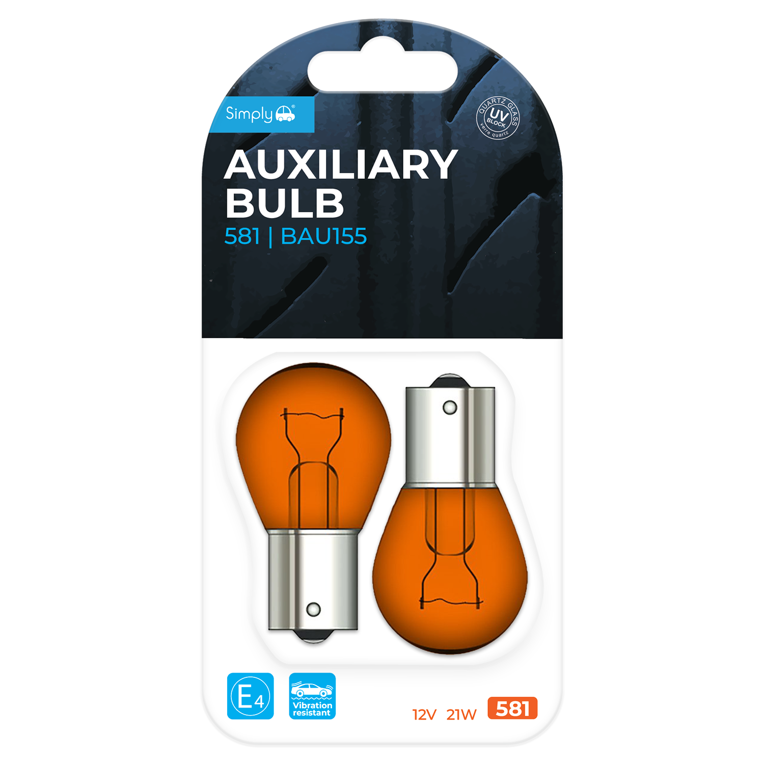 2pk PY21W S581BL Amber Auxiliary Bulb Blister 12V 21W BAU15S | Simply ...