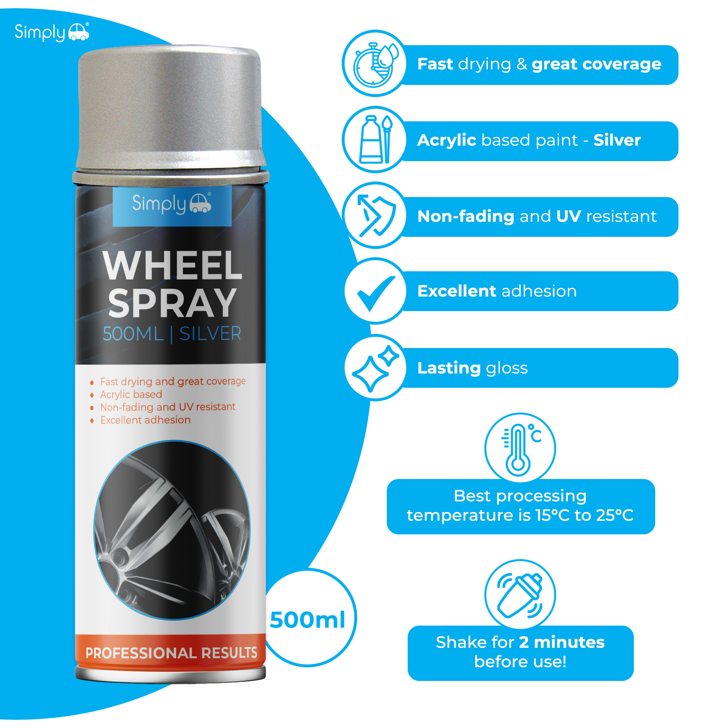 Wheel Spray 500ml (Silver) | Simply Brands | Private Label