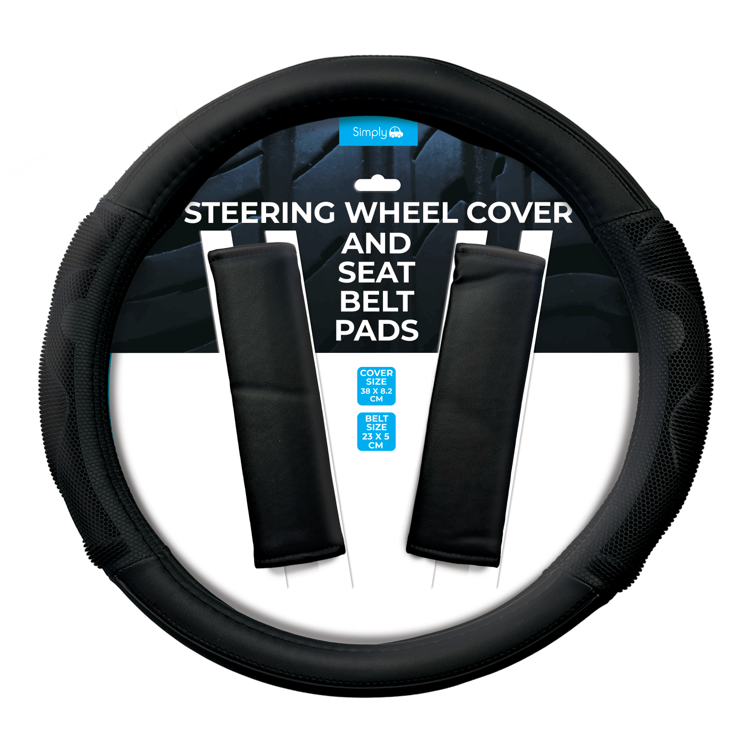 Padded Black Steering Wheel Cover With Seat Belt Pads | Simply Brands ...