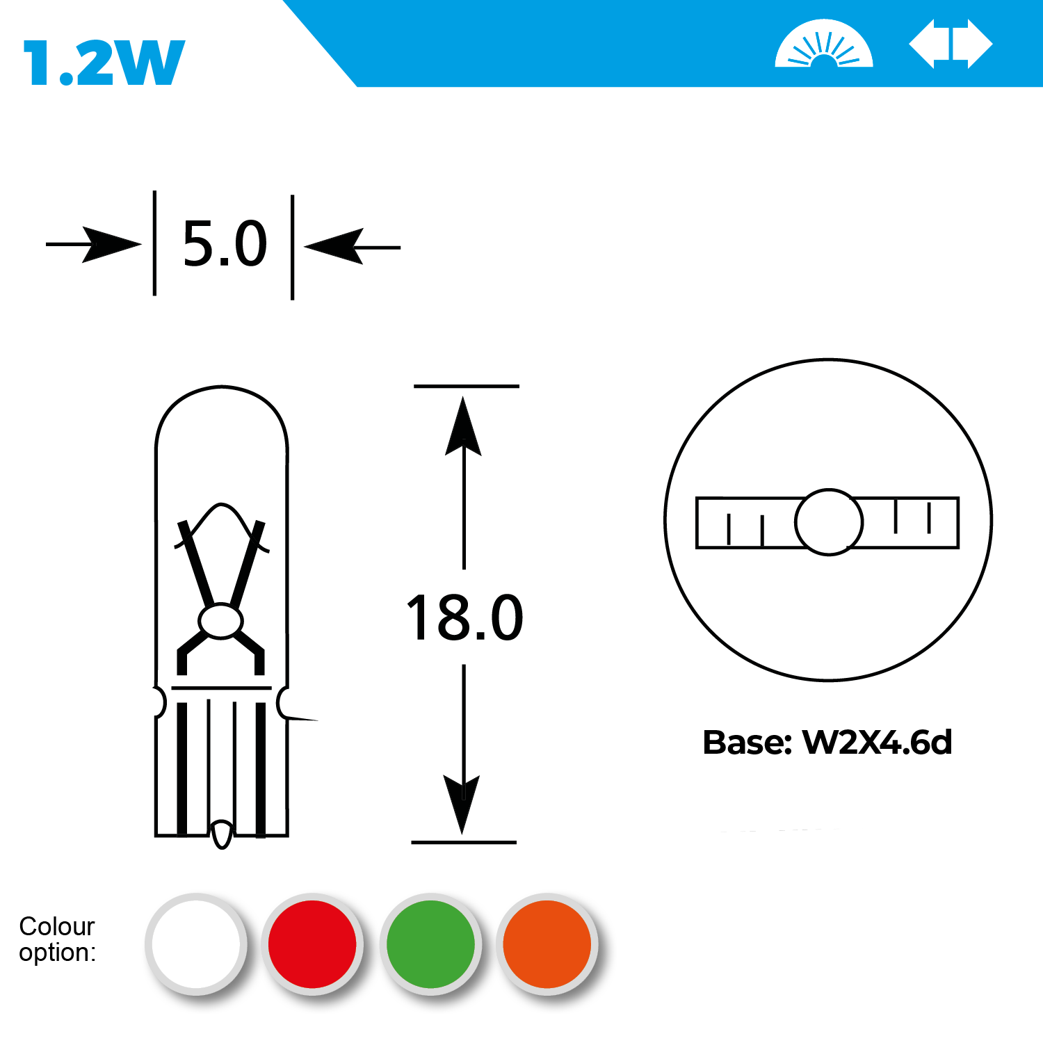 Single 1.2W Mini-wedge S286S Auxiliary Bulb 12V 1.2W W2x4.6D | Simply ...