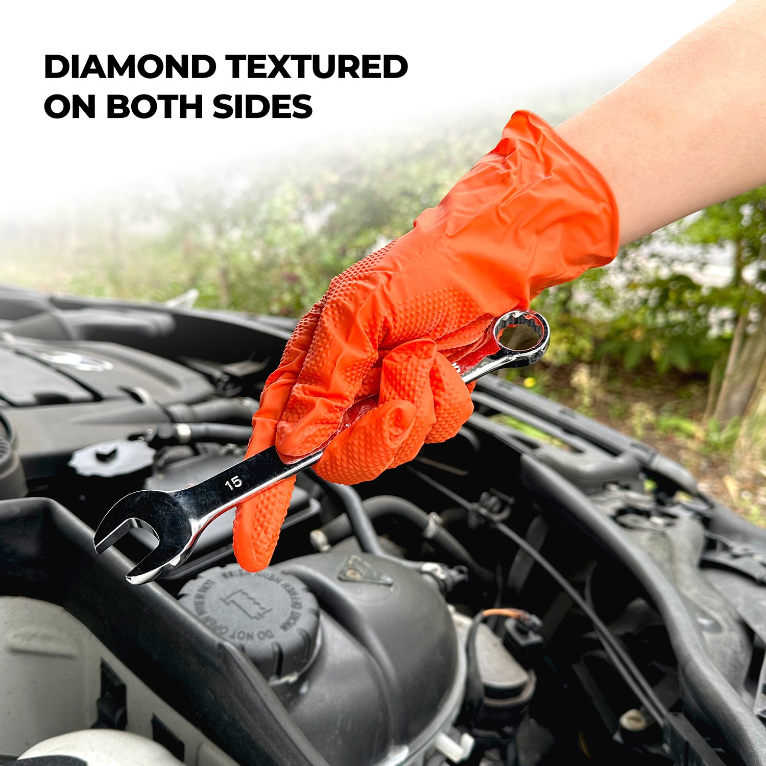 Orange Ultra Tough Diamond Grip Nitrile Gloves | Simply Brands ...