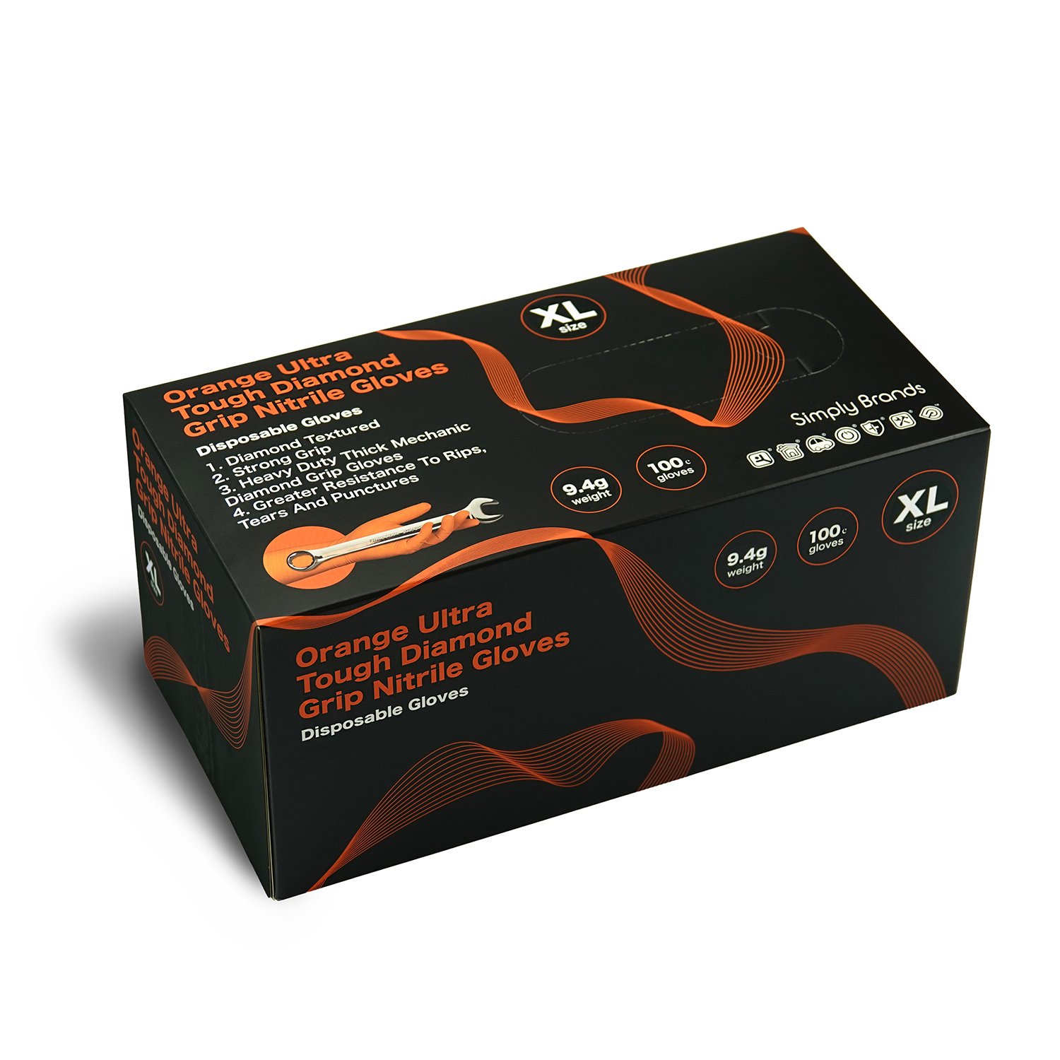 Orange Ultra Tough Diamond Grip Nitrile Gloves | Simply Brands ...