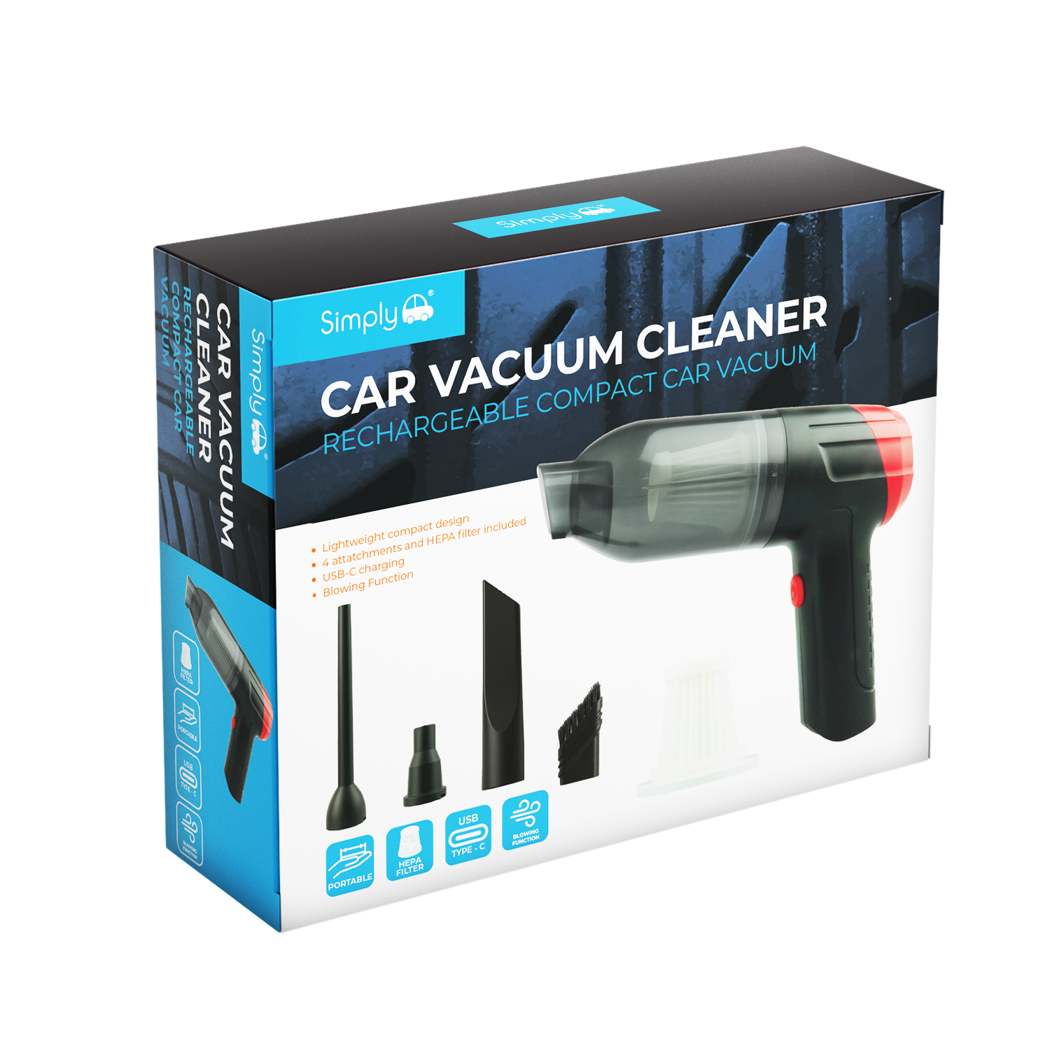 Rechargeable Compact Car Vacuum Cleaner | Simply Brands | Private Label