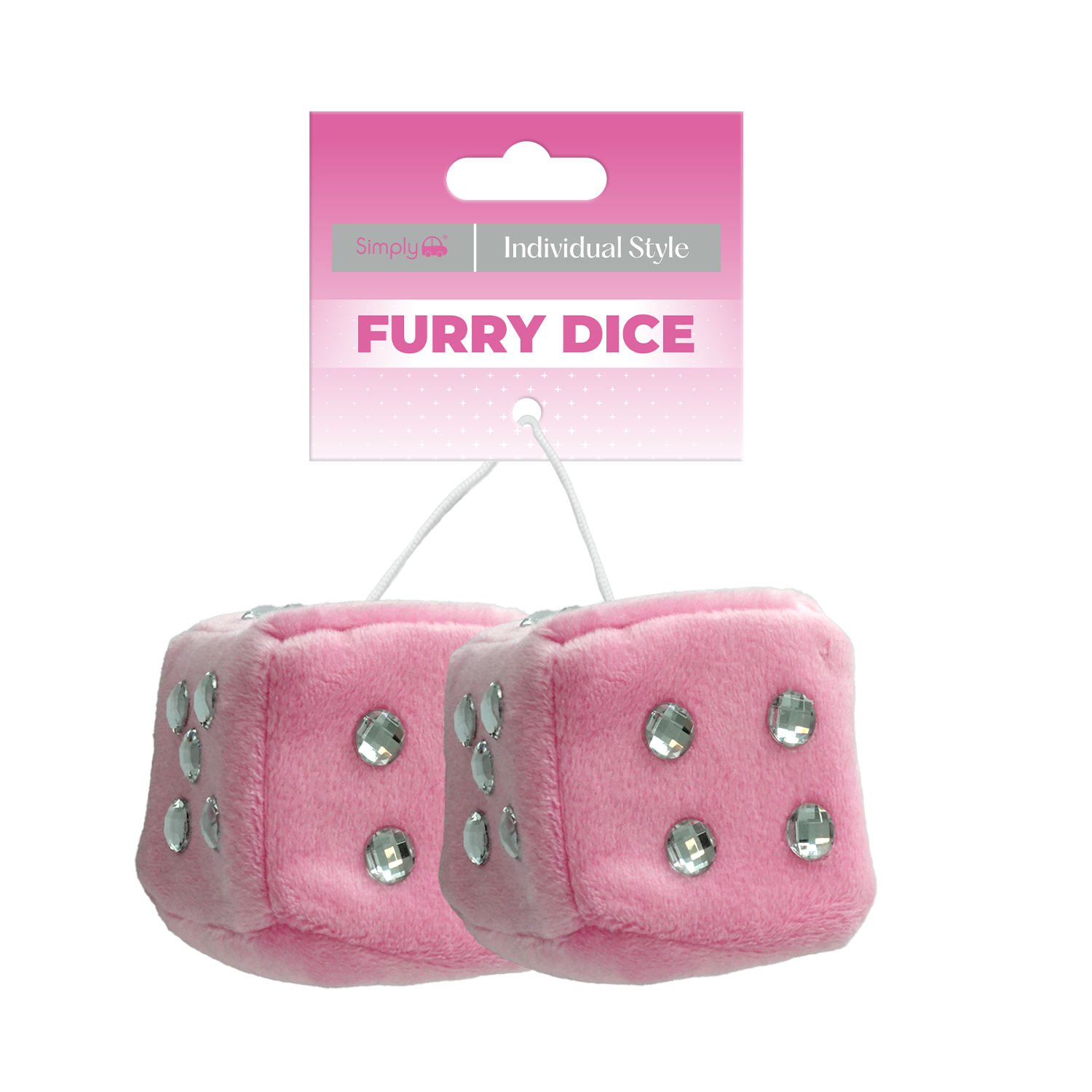 Pink and Silver Furry Dice | Simply Brands | Private Label