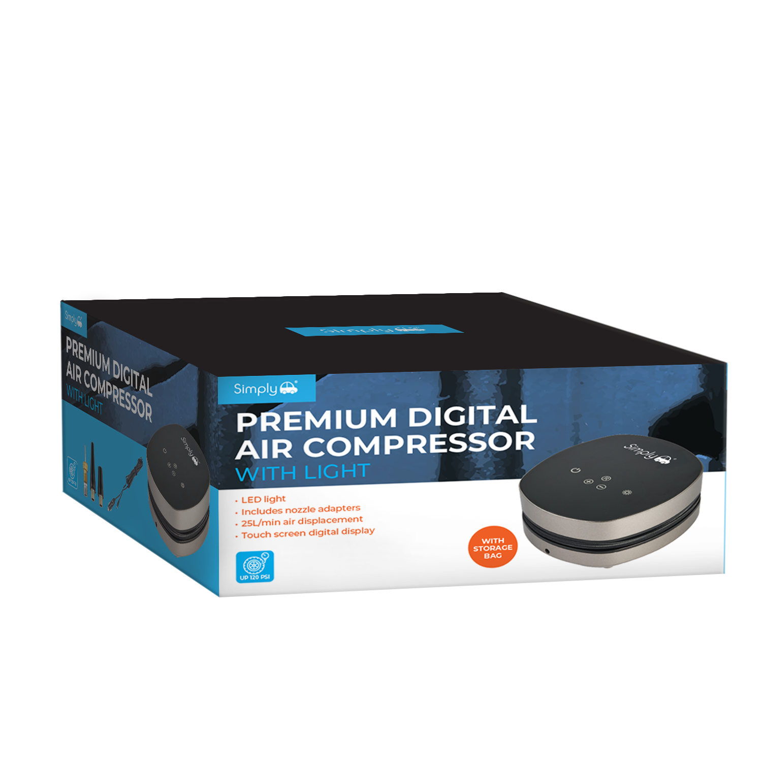 Premium Digital Air Compressor with Light | Simply Brands | Private Label