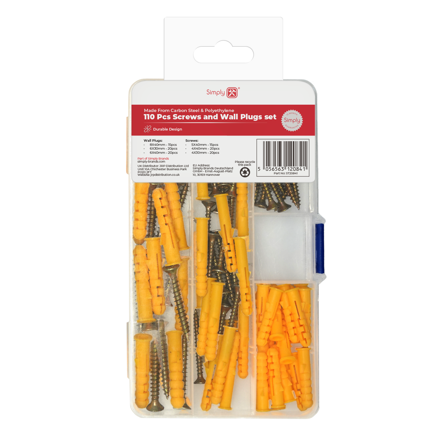 110 Pcs Screws and Wall Plugs Set | Simply Brands | Private Label