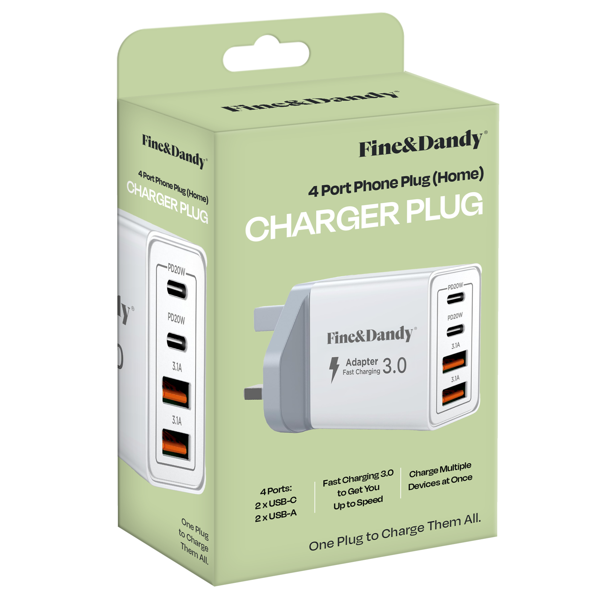 4 Port Phone Home Charger Plug | Simply Brands | Fine & Dandy