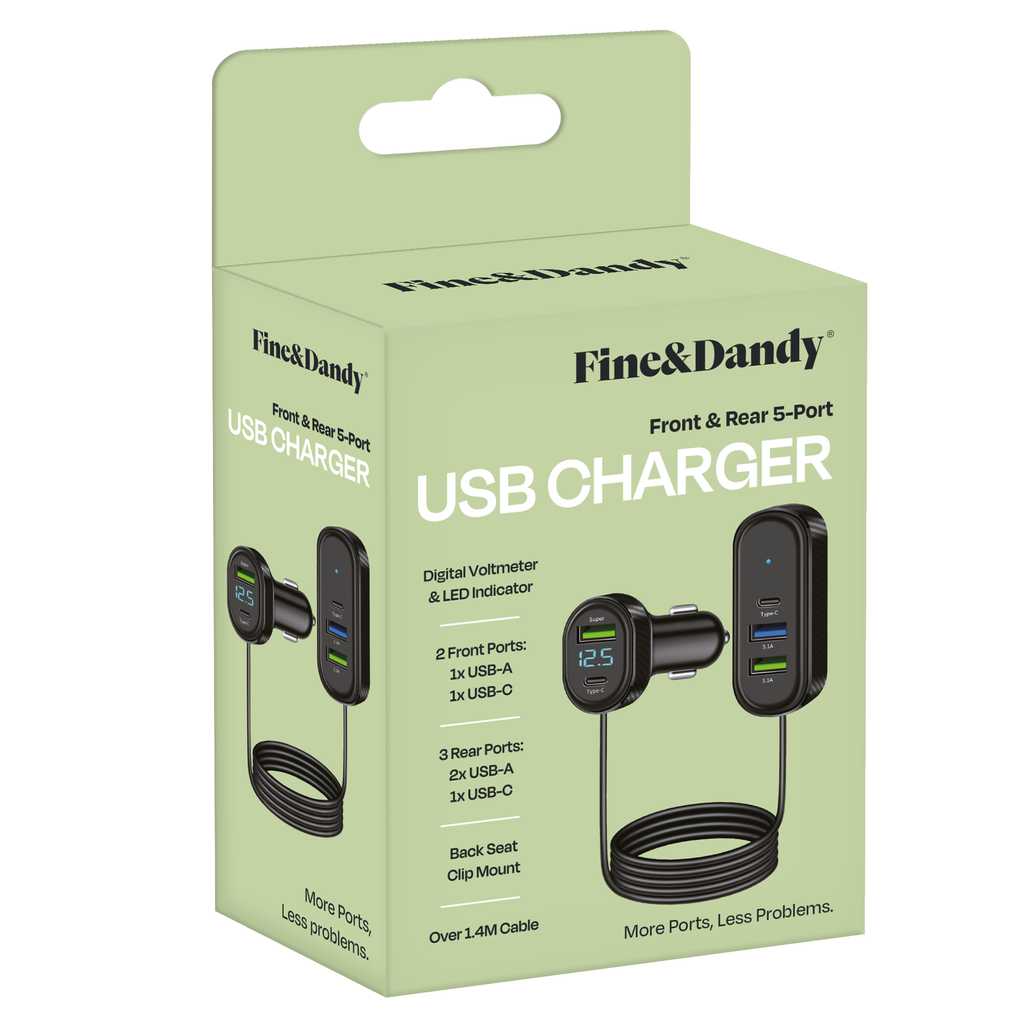 Front & Rear 5-Port USB Charger | Simply Brands | Fine & Dandy
